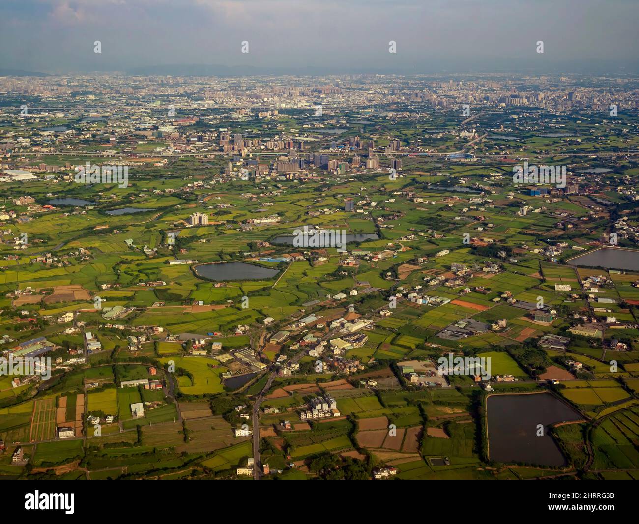 Sunny aerial view of the Taoyuan City, Dayuan District at Taiwan Stock ...