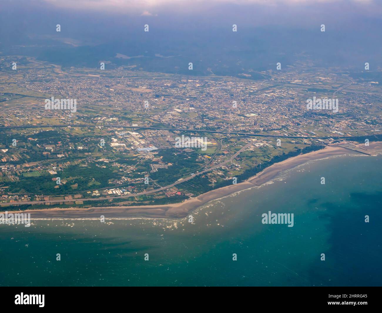 Sunny aerial view of the Zhunan Township, Miaoli County at Taiwan Stock ...