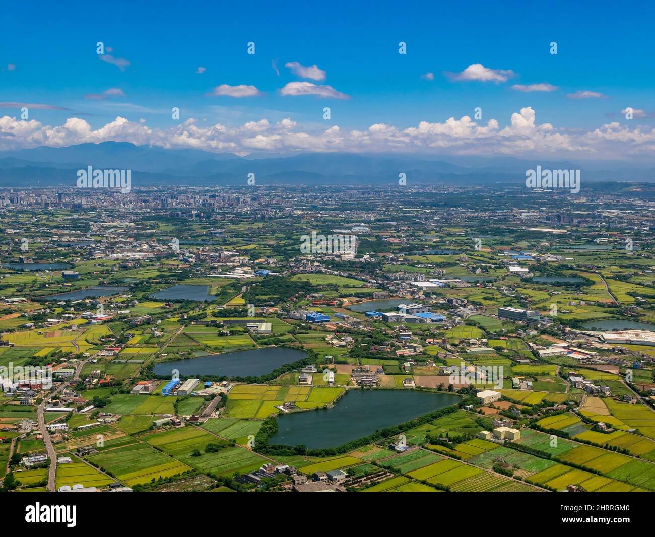 Sunny aerial view of the Guanyin District, Taoyuan City at Taiwan Stock ...