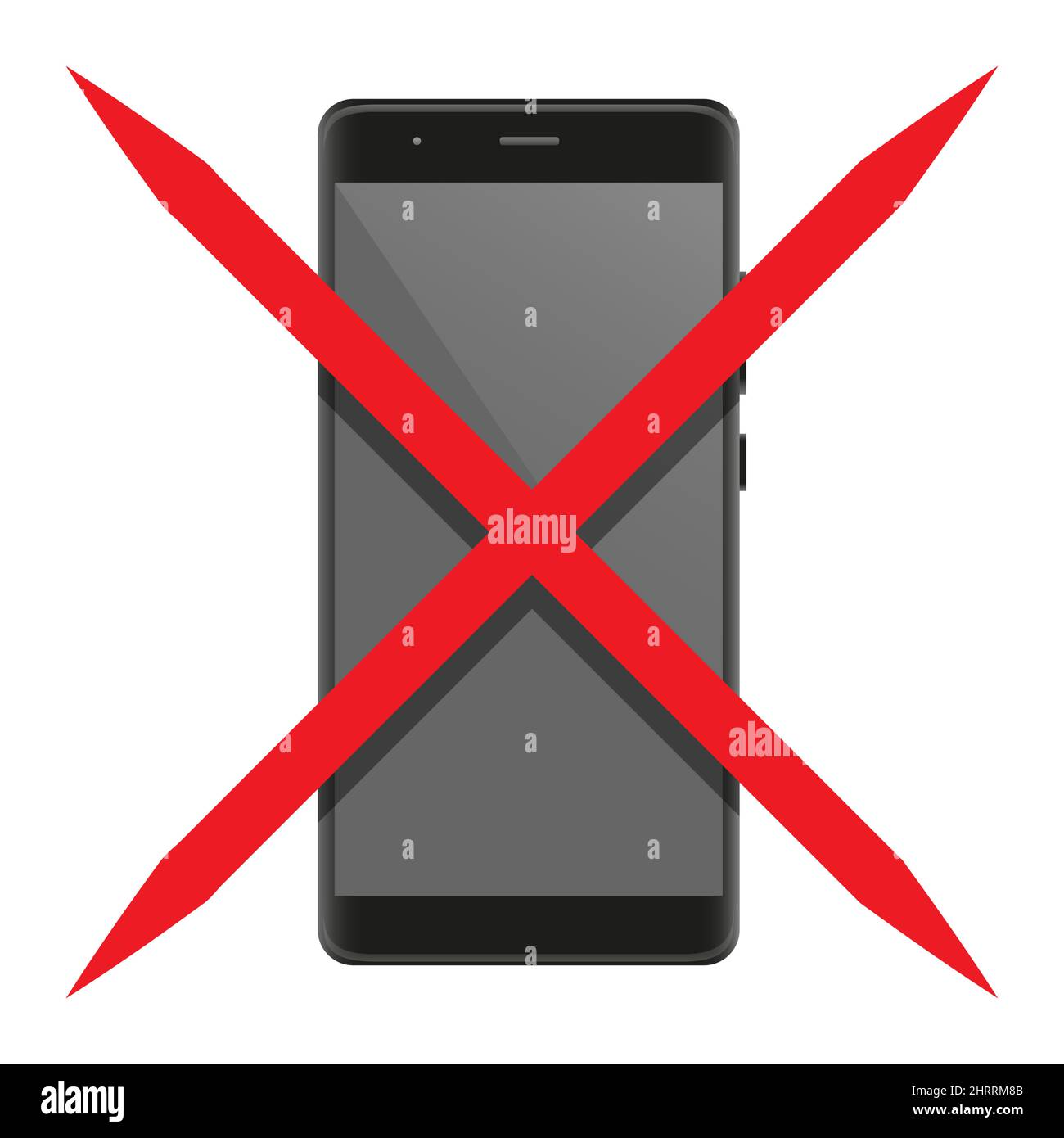 Cell telephone warning stop sign icon. Push button phone turn off ...
