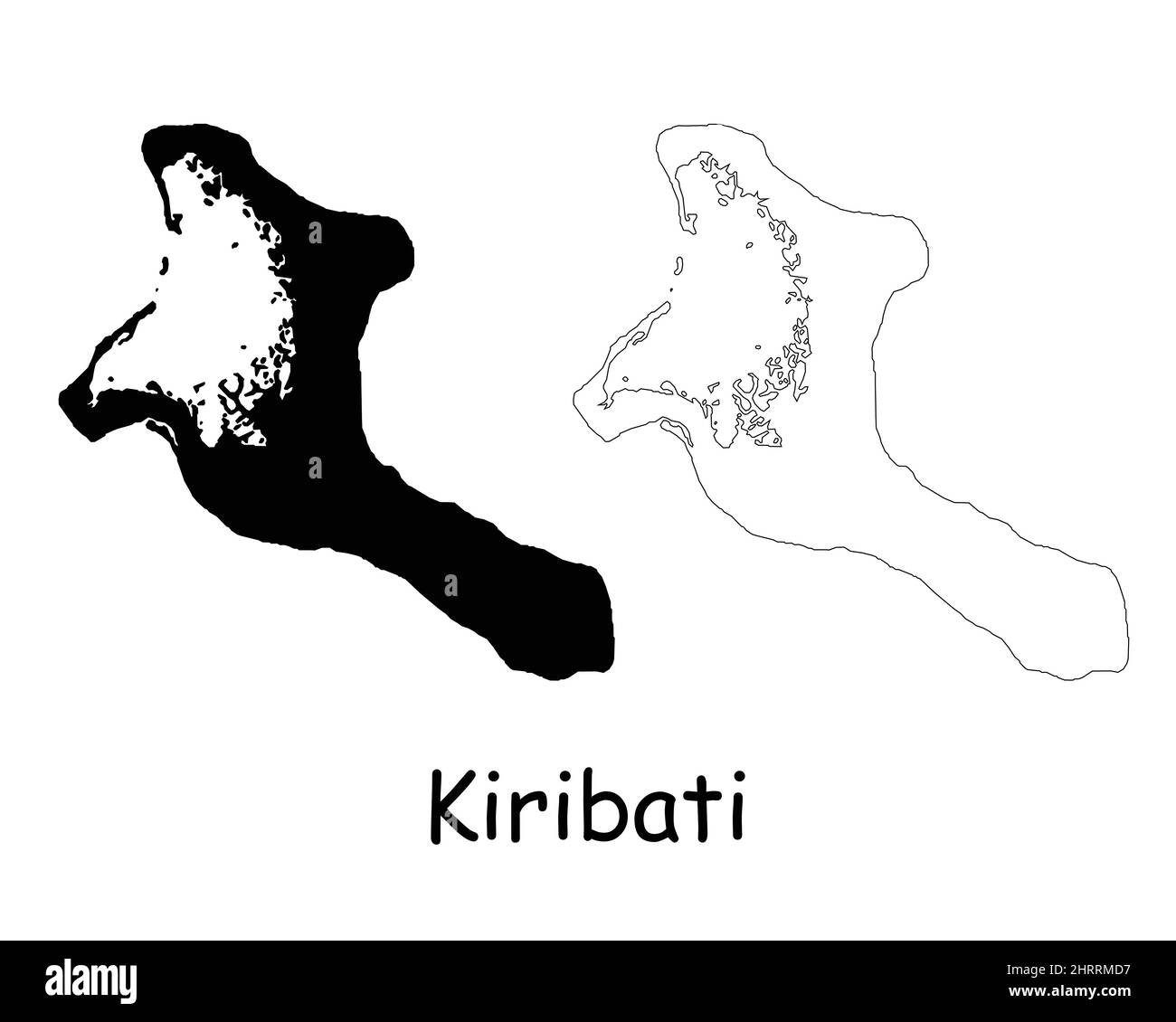 Kiribati Map. Kiribati Black silhouette and outline map isolated on ...