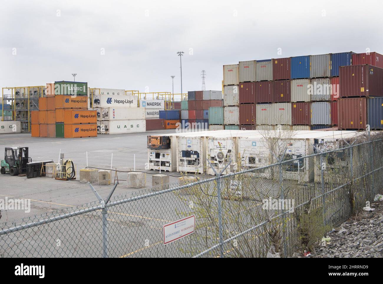 Shipping containers are shown at the Port of Montreal, Sunday, April 25 ...