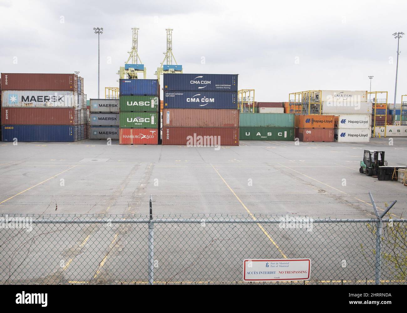 Shipping containers are shown at the Port of Montreal, Sunday, April 25 ...