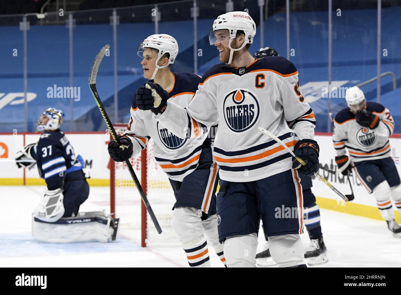 Edmonton Oilersâ€™ Connor McDavid (97) celebrates his goal with ...