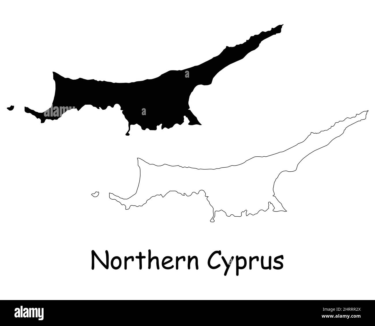 Northern Cyprus Map. Cypriot Turk Black silhouette and outline map ...