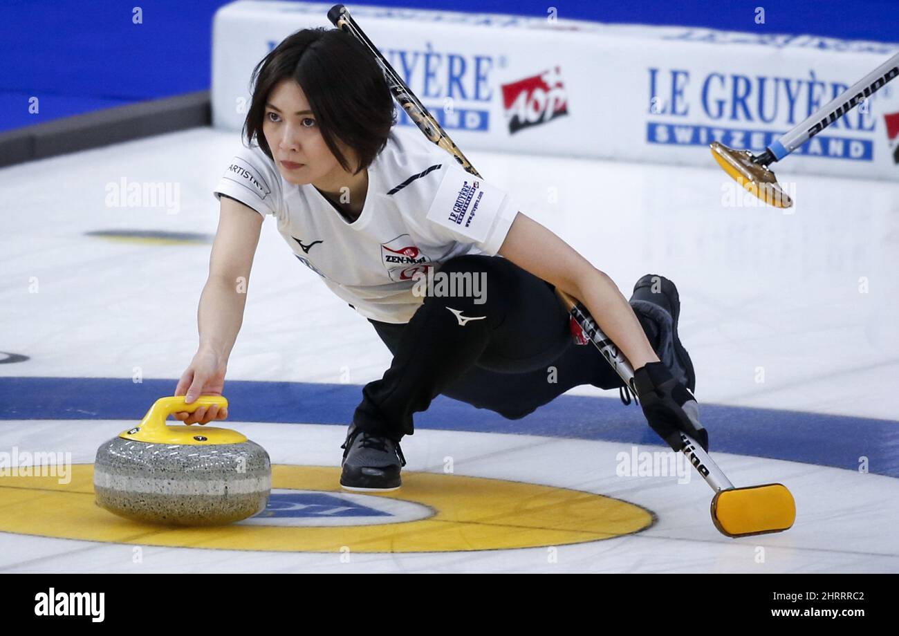 Japan skip Sayaka Yoshimura makes a shot against Japan at the Women's ...