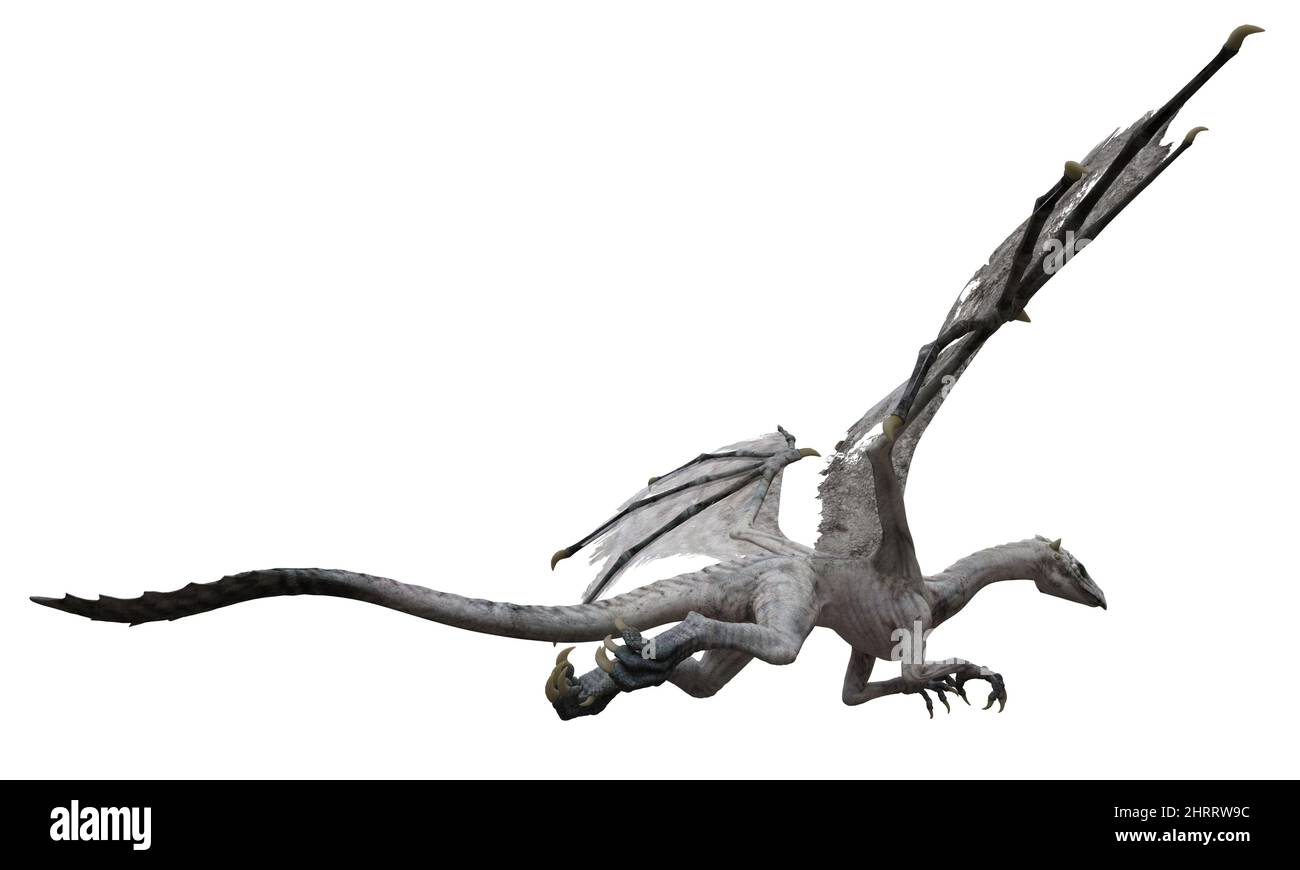 3D illustration fantasy flying dragon isolated on white Stock Photo - Alamy