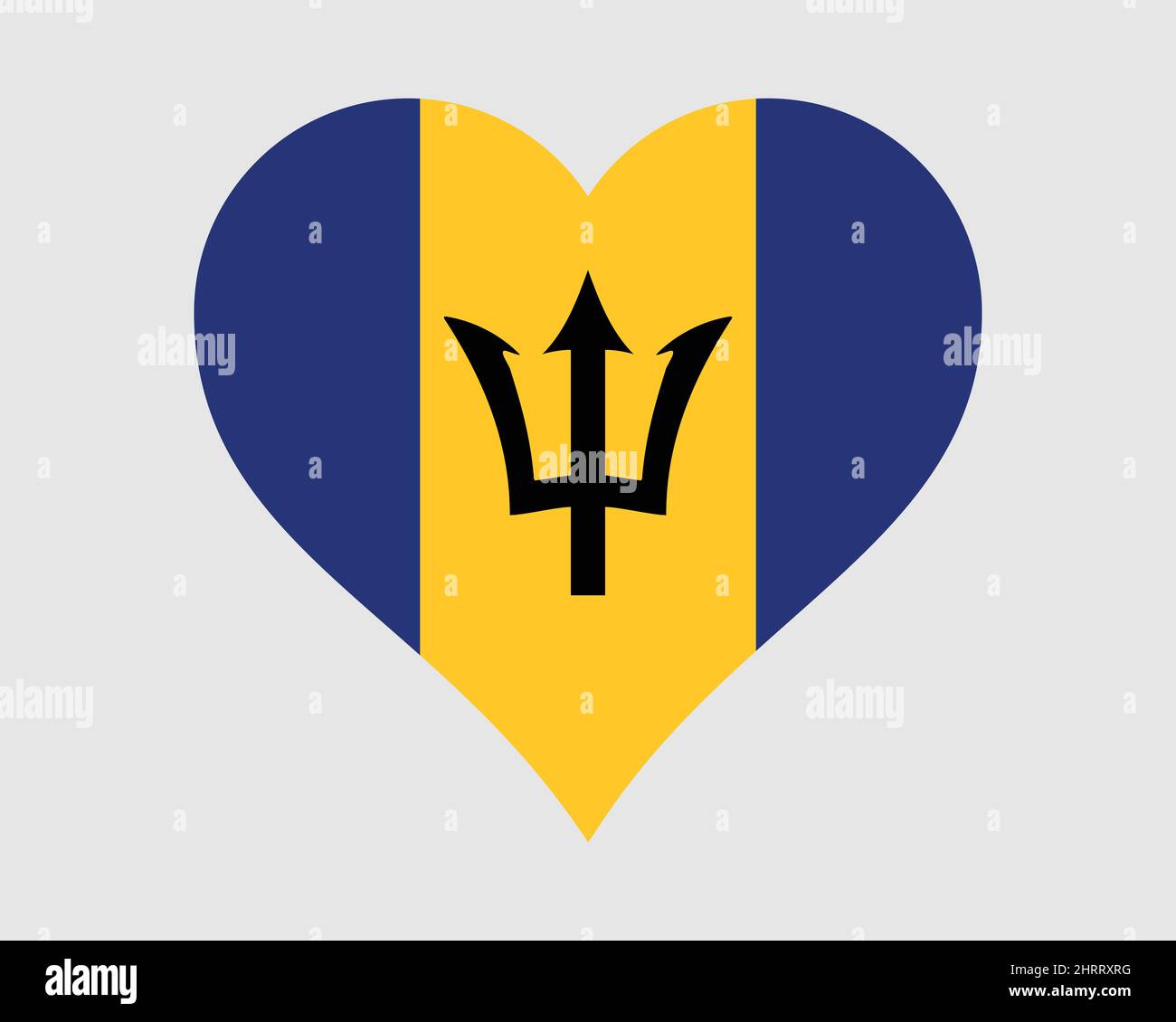 Barbados Heart Flag. Barbadian Bajan Love Shape Country Nation National ...