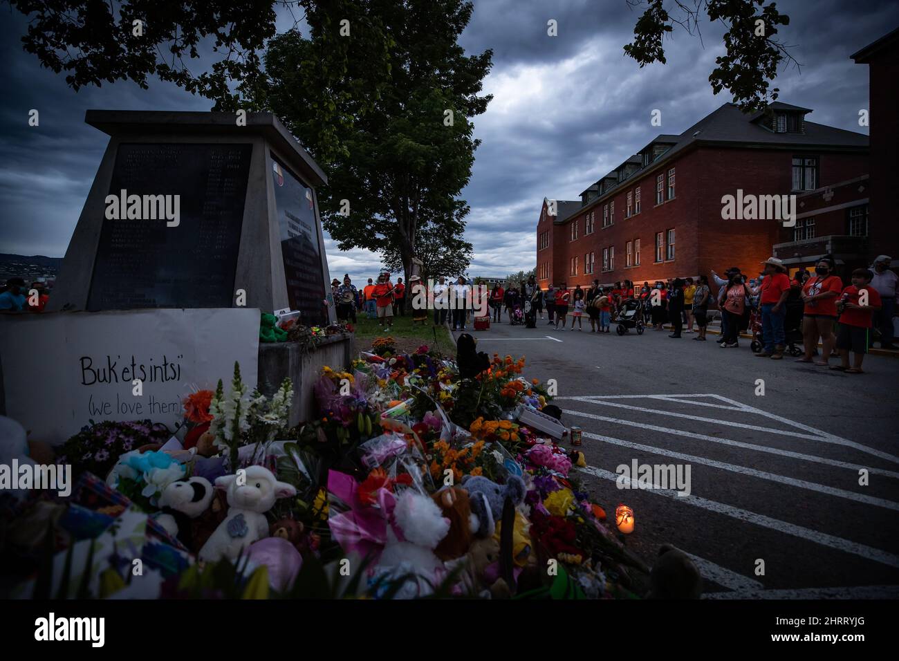 People sing and drum outside the former Kamloops Indian Residential ...