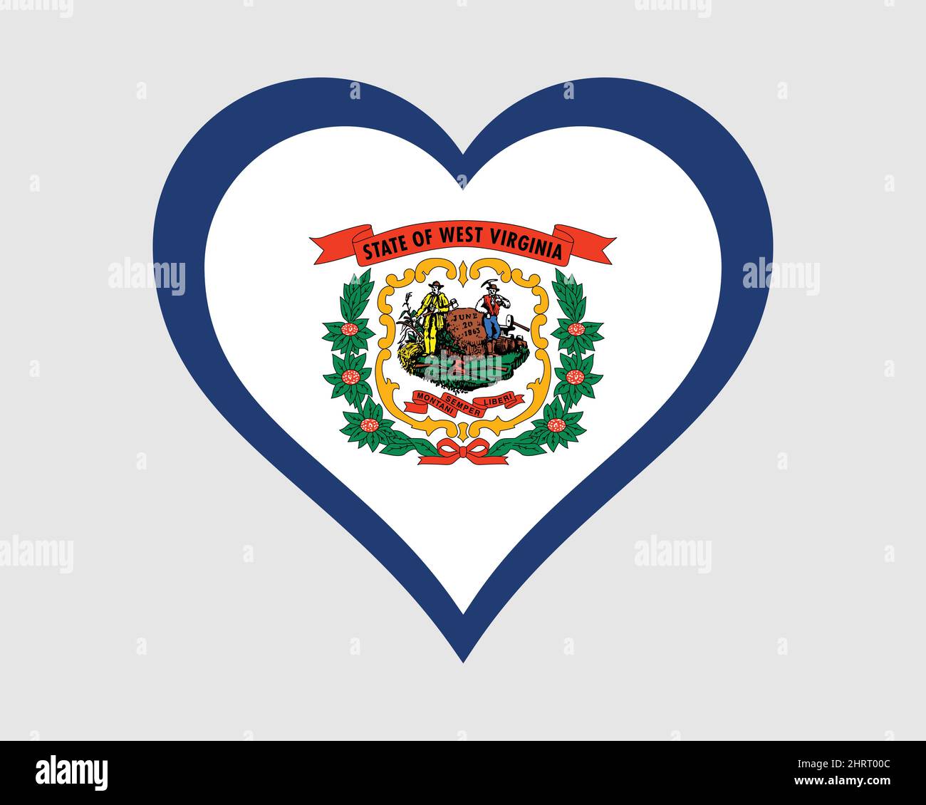 West Virginia USA Heart Flag. WV US Love Shape State Flag. Mountain ...