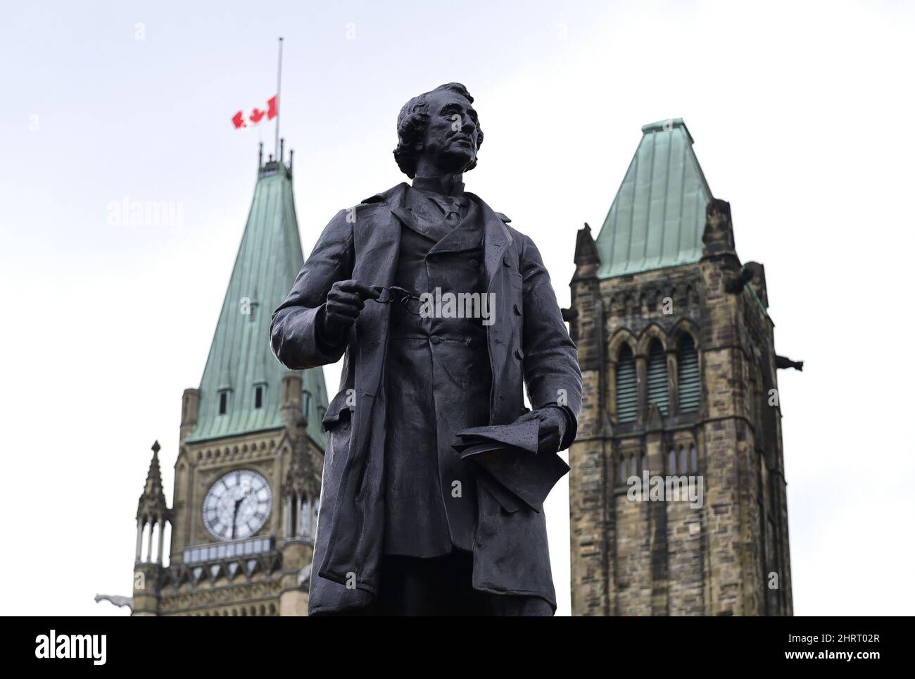 A statue of former Canadian Prime Minister Sir John A. Macdonald is ...