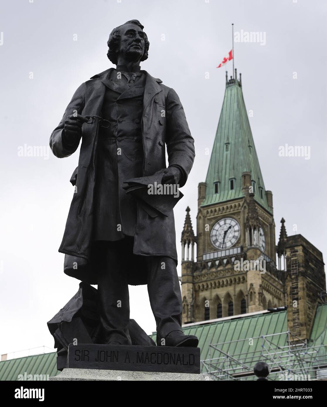 A statue of former Canadian Prime Minister Sir John A. Macdonald is ...