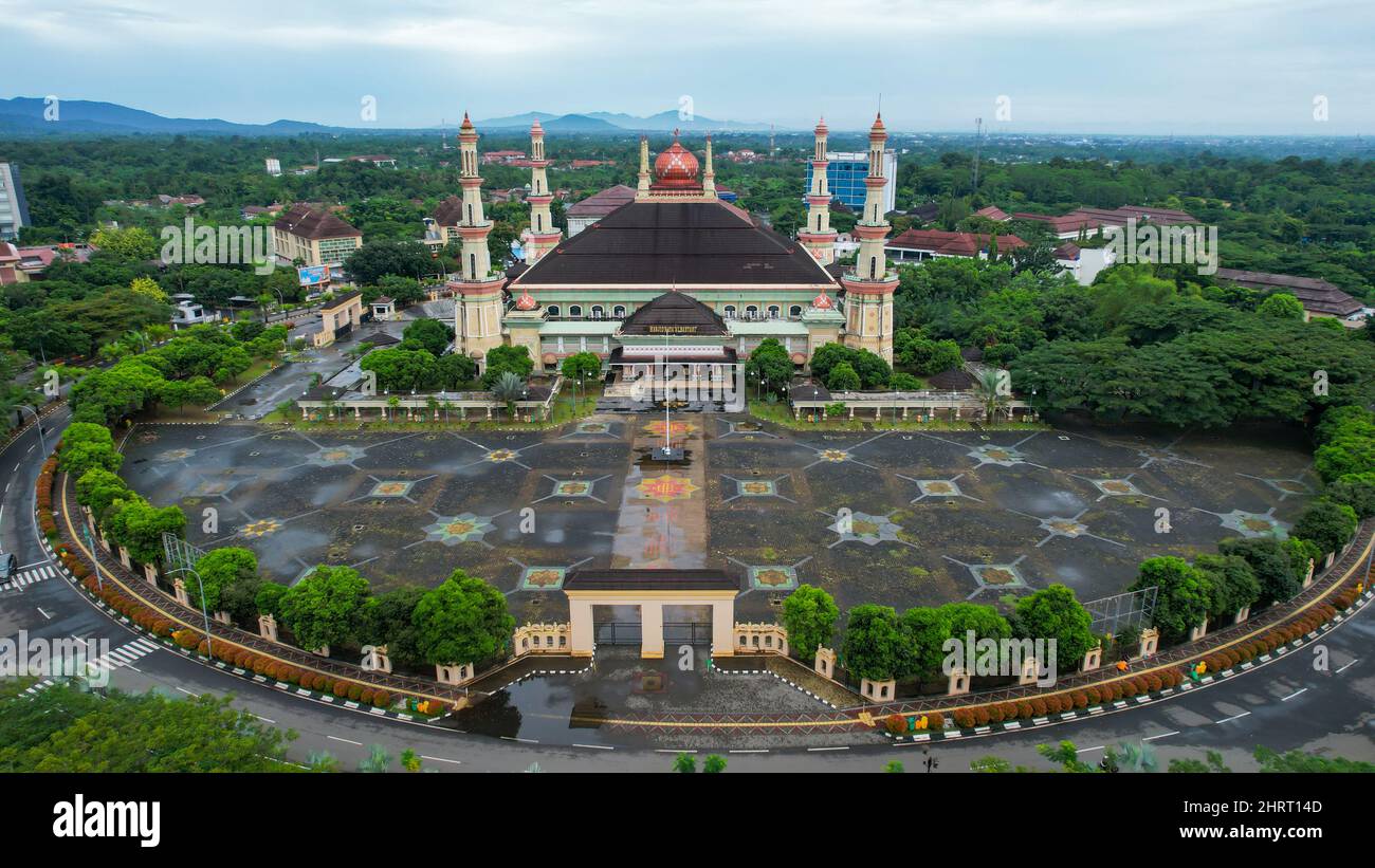 Aerial view of Al Bantani mosque in serang. Top view of the mosque ...