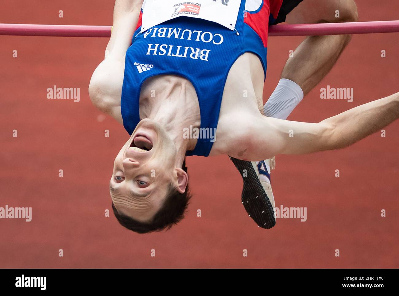 Mike Mason, of Nanoose Bay, B.C., competes in the high jump event at ...