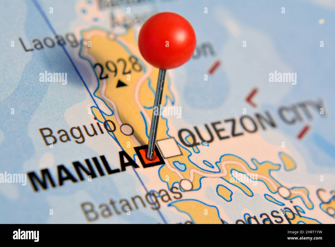 Pin marked Manila on map, Philippines Stock Photo - Alamy