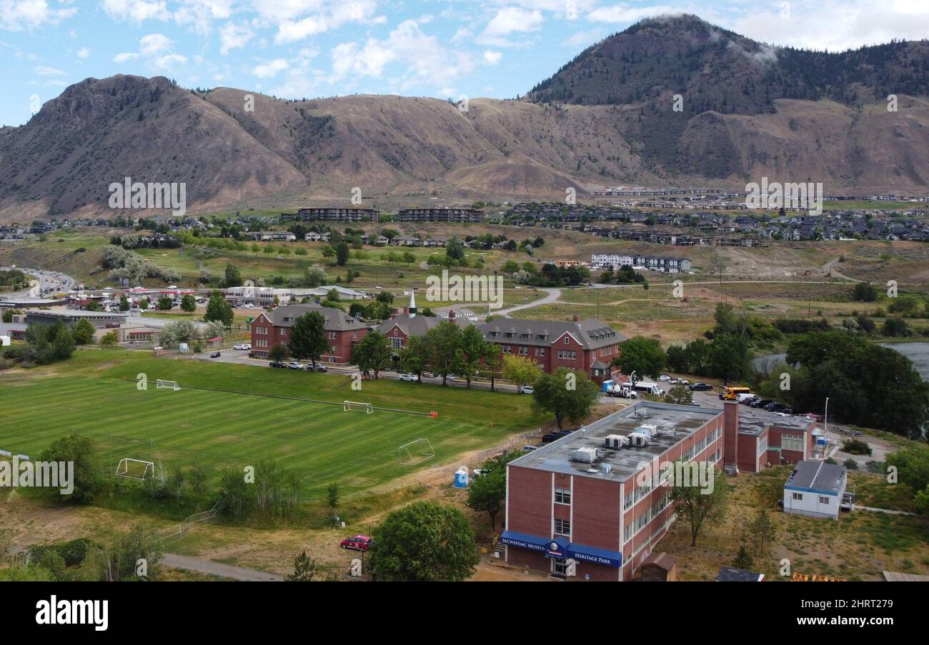 The Kamloops Indian Residential School is photographed using a drone in ...
