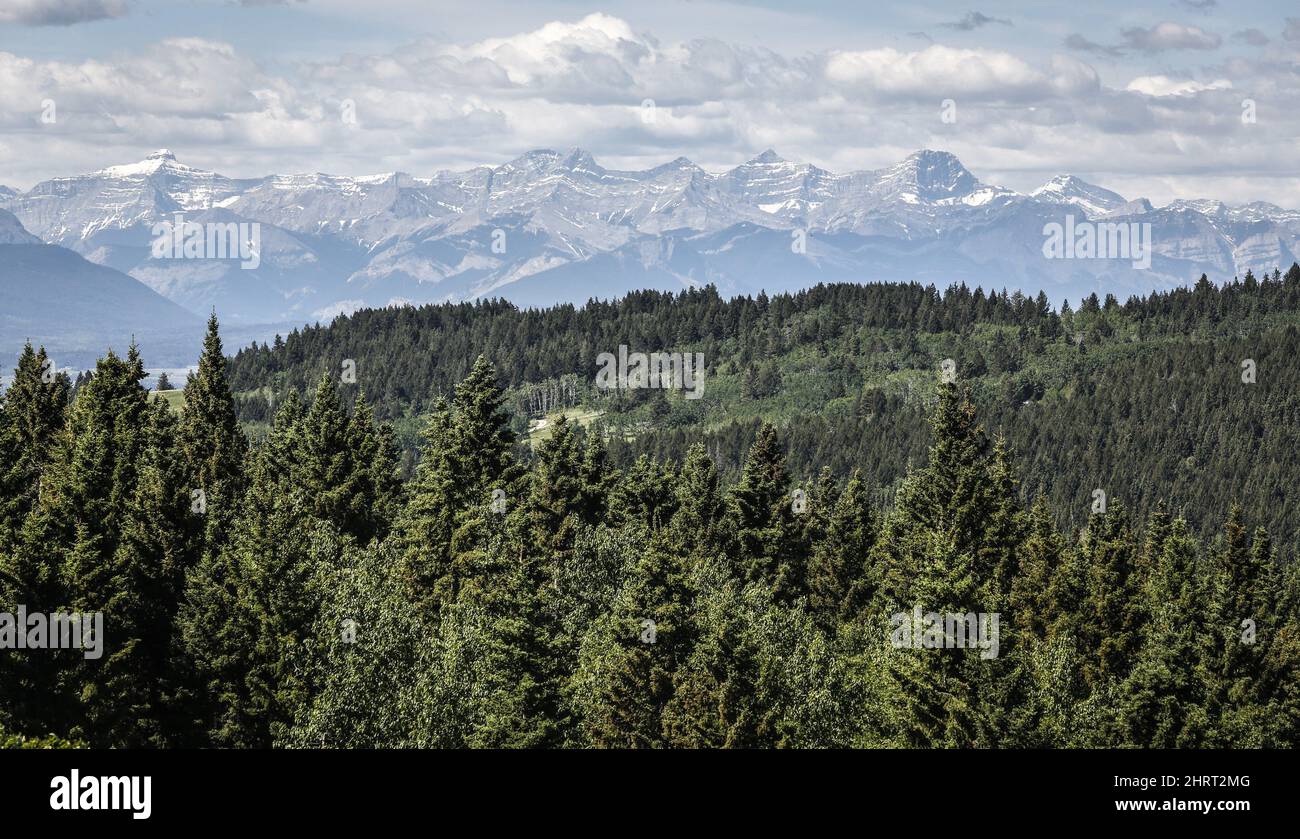A section of the eastern slopes of the Canadian Rockies is seen west of ...