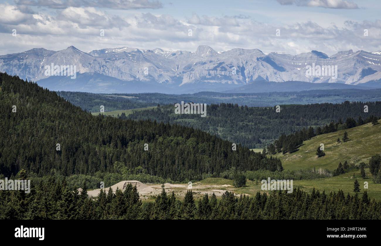 A section of the eastern slopes of the Canadian Rockies is seen west of ...