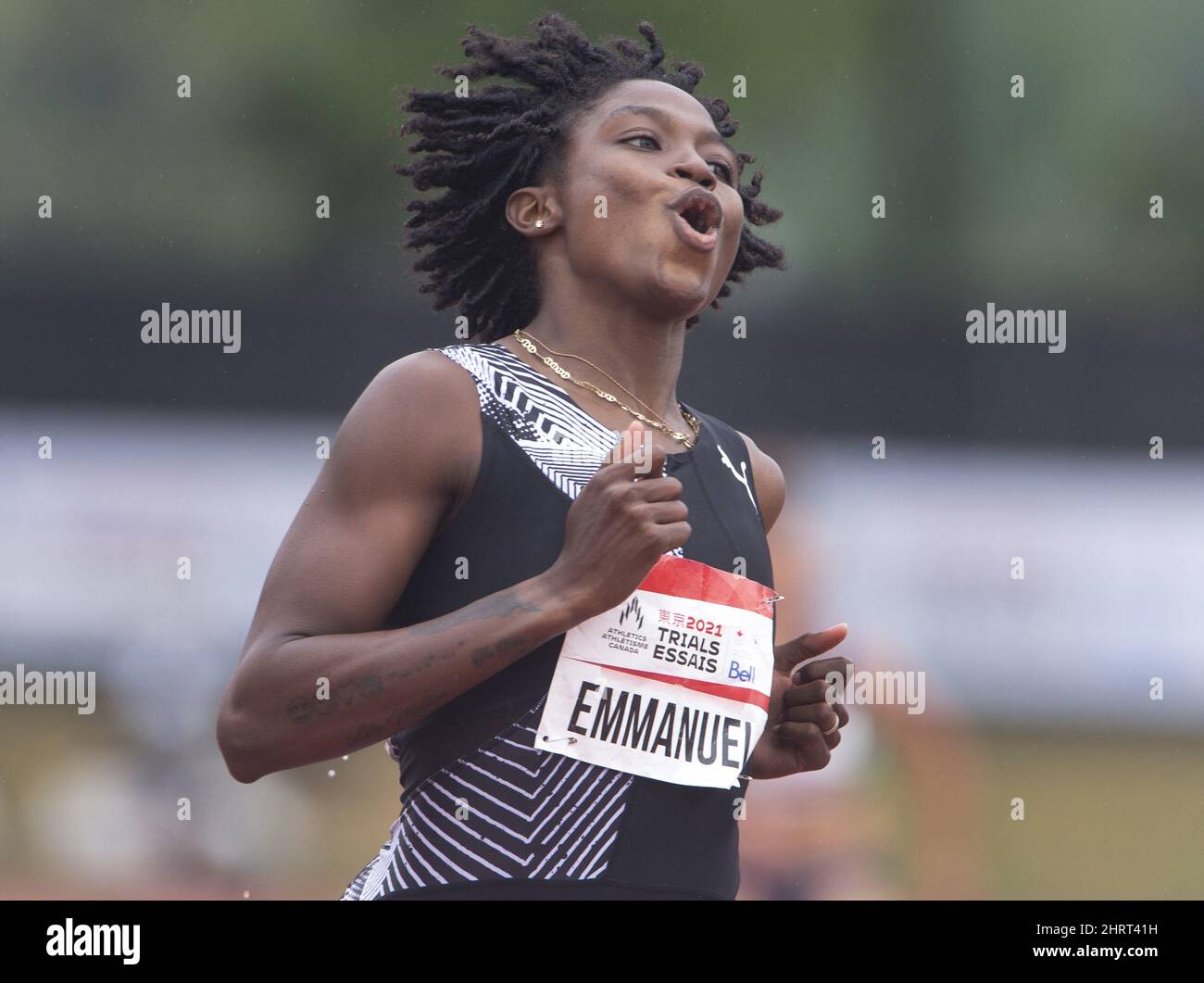 Crystal Emmanuel reacts after winning the Womenâ€™s 200m final ...