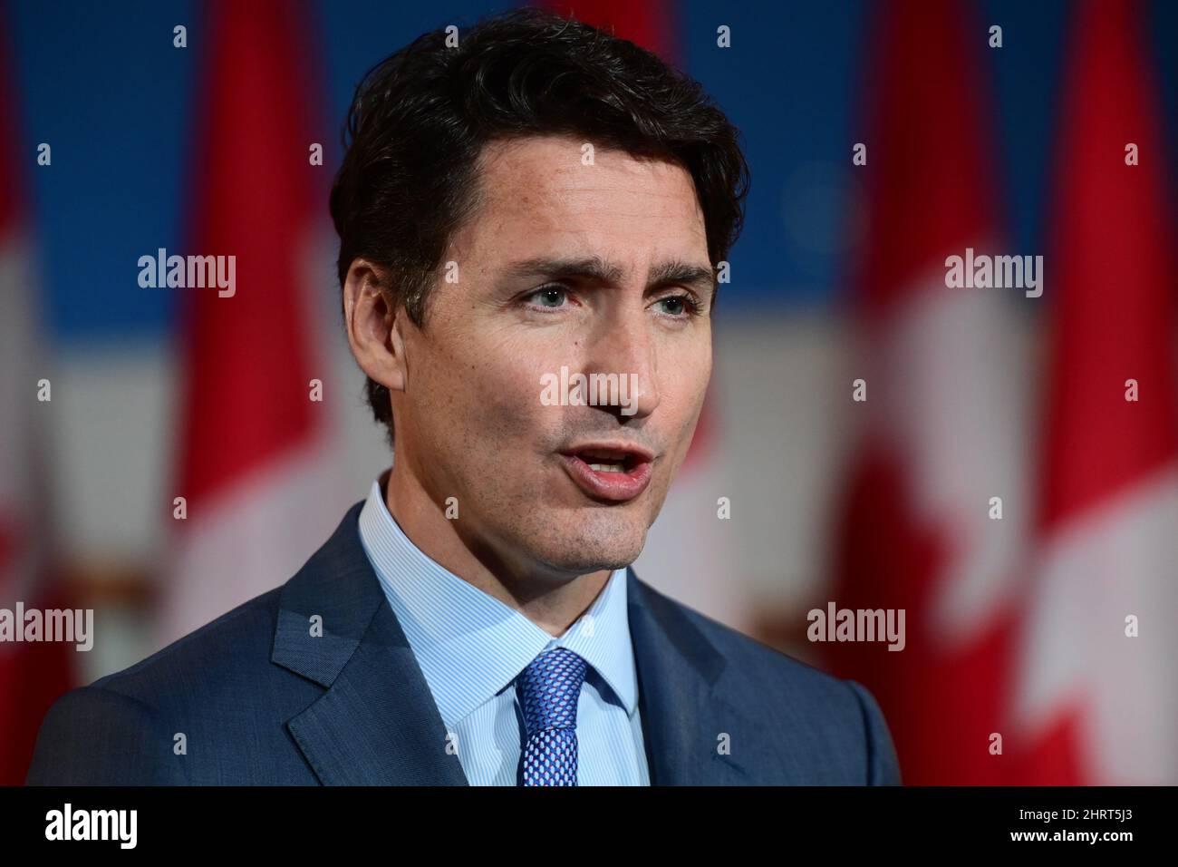 Justin Trudeau speaks during an announcement at the Canadian Museum of History in Gatineau, Que ...