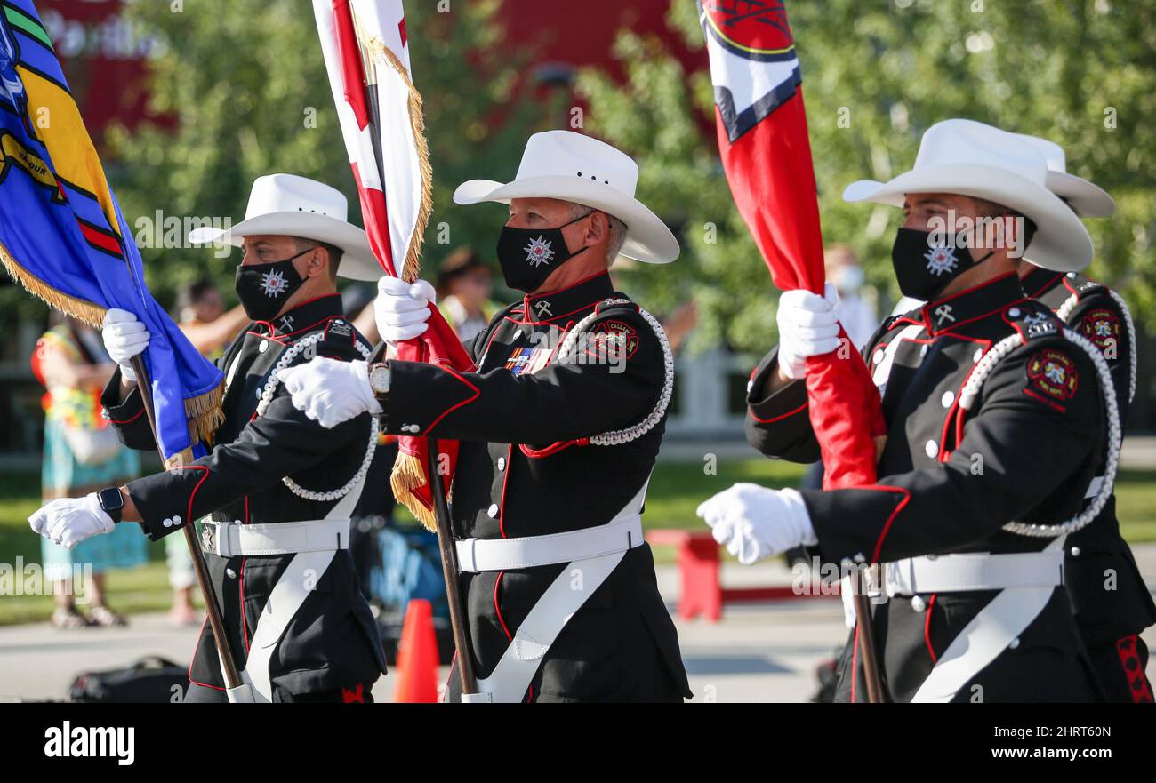 Members of the Calgary Fire Department march during the Calgary ...