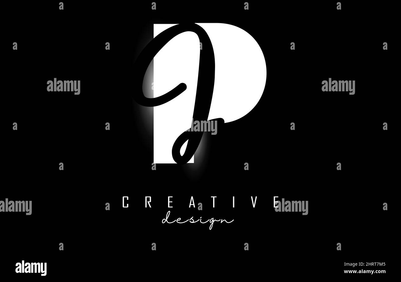 White and Black Letters PJ logo with a minimalist design. Letters P and ...