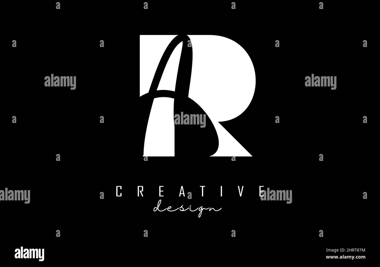 White and Black Letters RA logo with a minimalist design. Letters R and ...