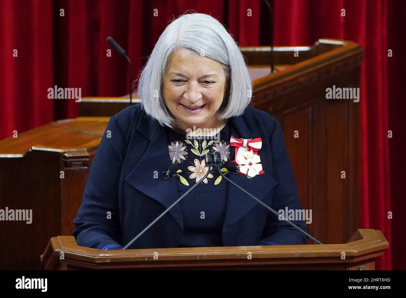 Governor General Mary Simon gives her address after she took the oath to become the 30th ...