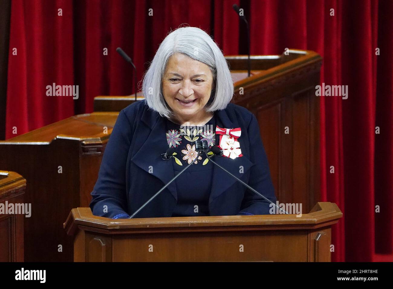 Governor General Mary Simon gives her address after she took the oath to become the 30th ...