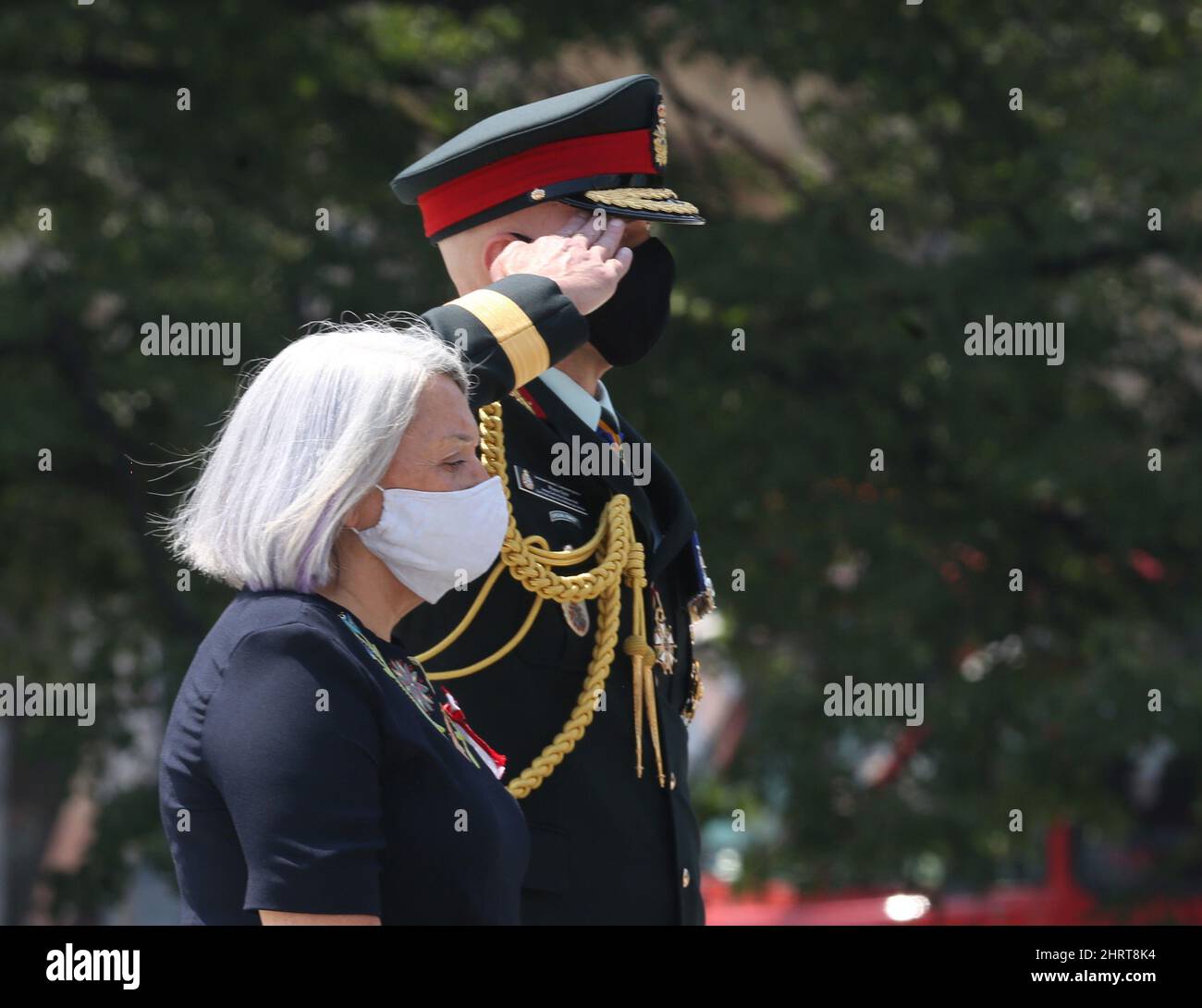 Governor General Mary Simon stands with Chief of Defence Staff, Lt. Gen ...