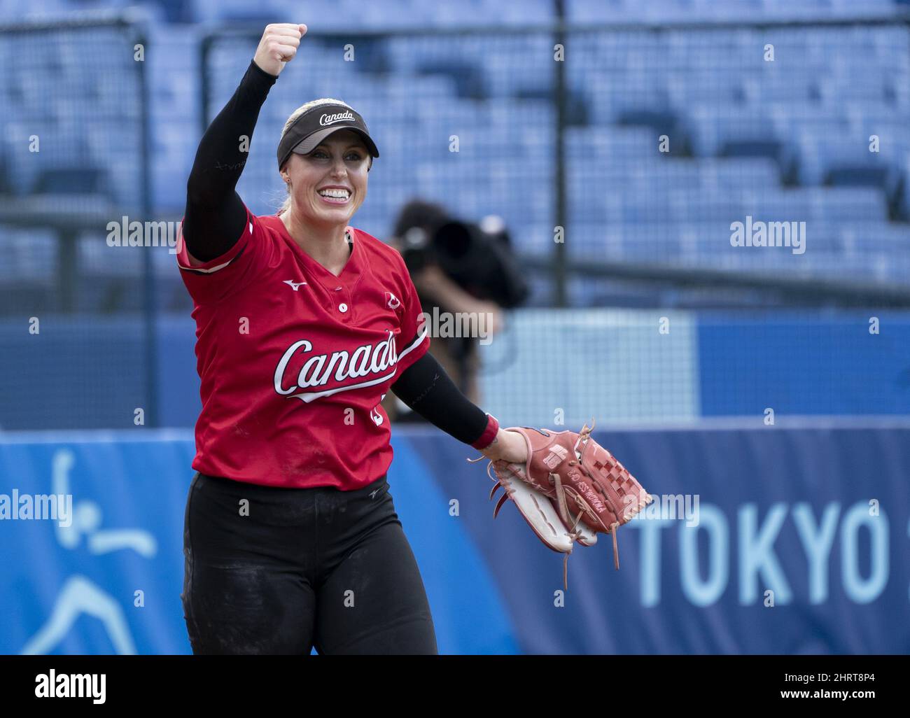 Canadian softball player Danielle Lawrie, from Langley, B.C. celebrates ...
