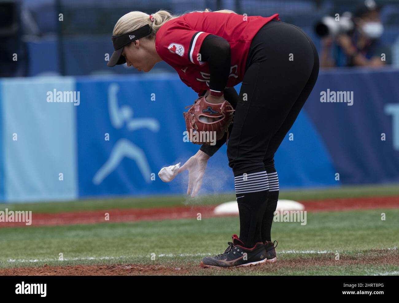 Canadian softball player Danielle Lawrie, from Langley, B.C. uses a ...