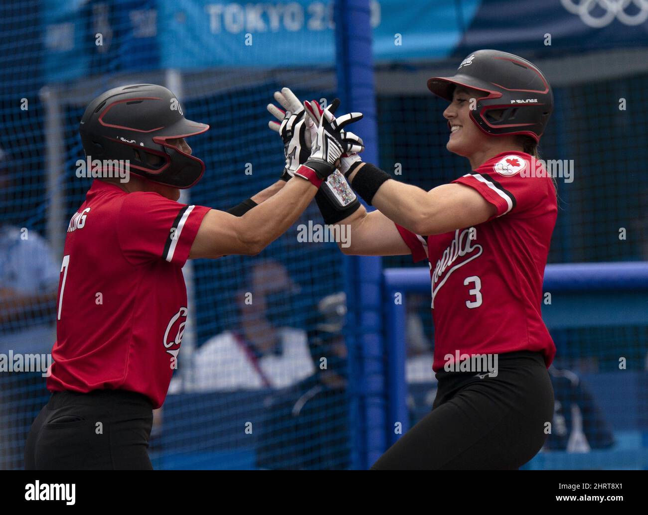 Canadaâ€™s Jennifer Salling, left, congratulates teammate Erika ...
