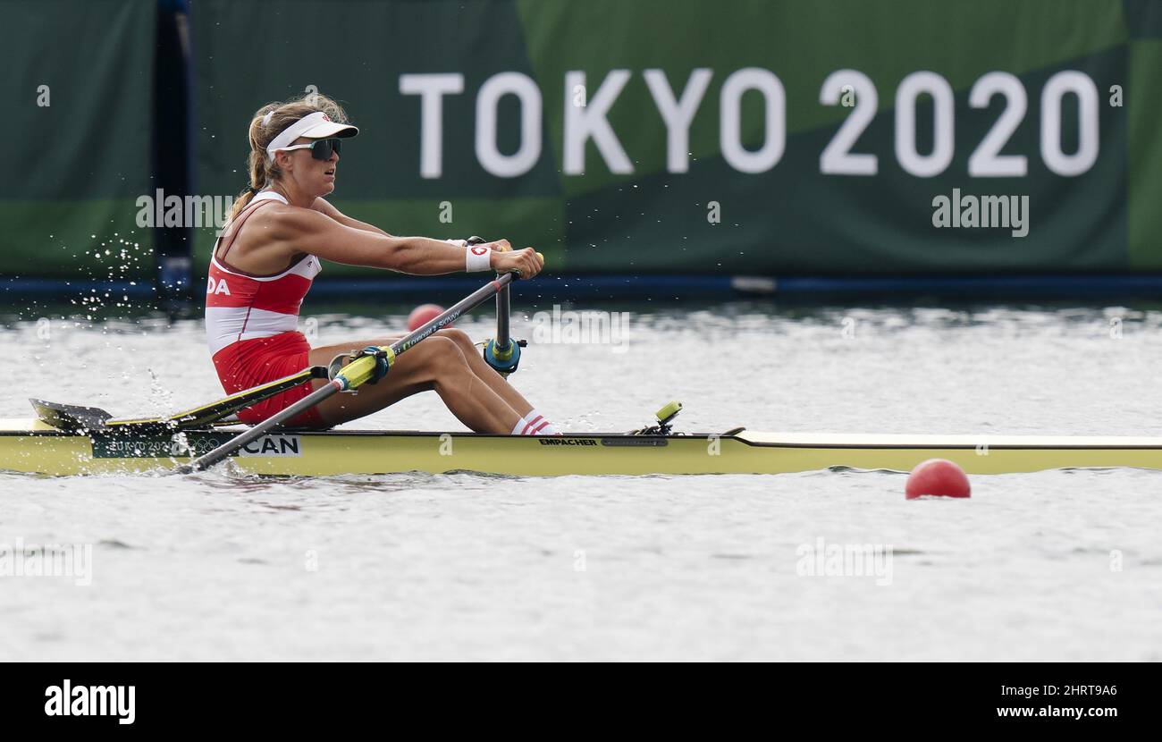 Canada's Carling Zeeman competes in the women's single sculls final B ...