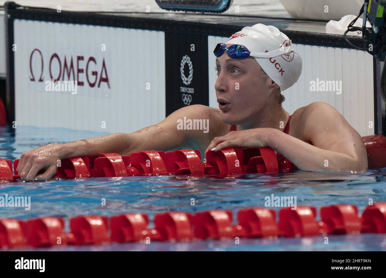 Canadian swimmer Taylor Ruck, from Kelowna, B.C. catches her breath ...
