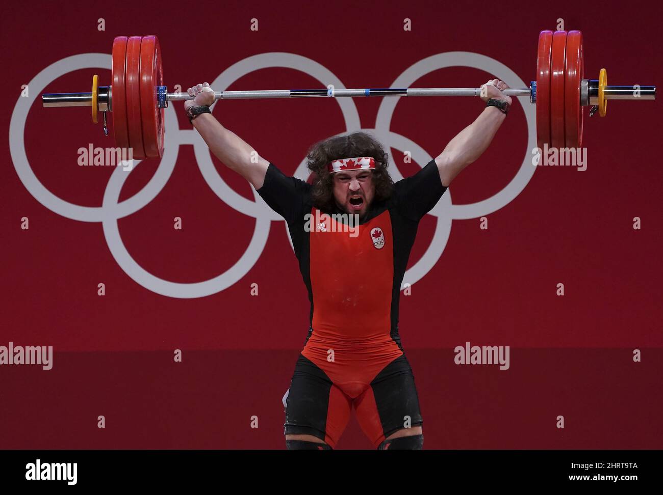 Canada's Boady Santavy competes in the Menâ€™s 96kg Weightlifting ...