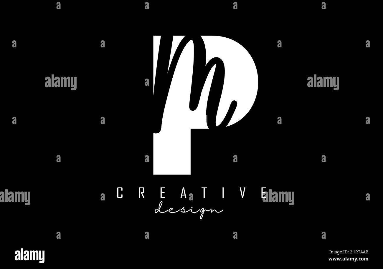 White and Black Letters PM logo with a minimalist design. Letters P and ...