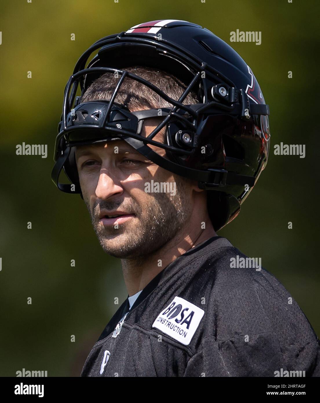 B.C. Lions quarterback Mike Reilly looks on during practice at the CFL ...