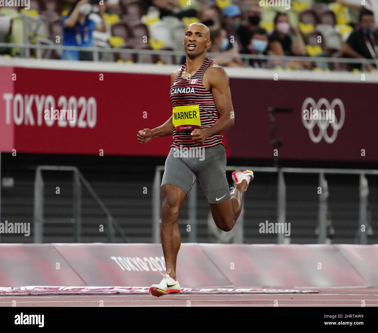 Canada's Damian Warner races during a 400m heat in the men's decathlon ...