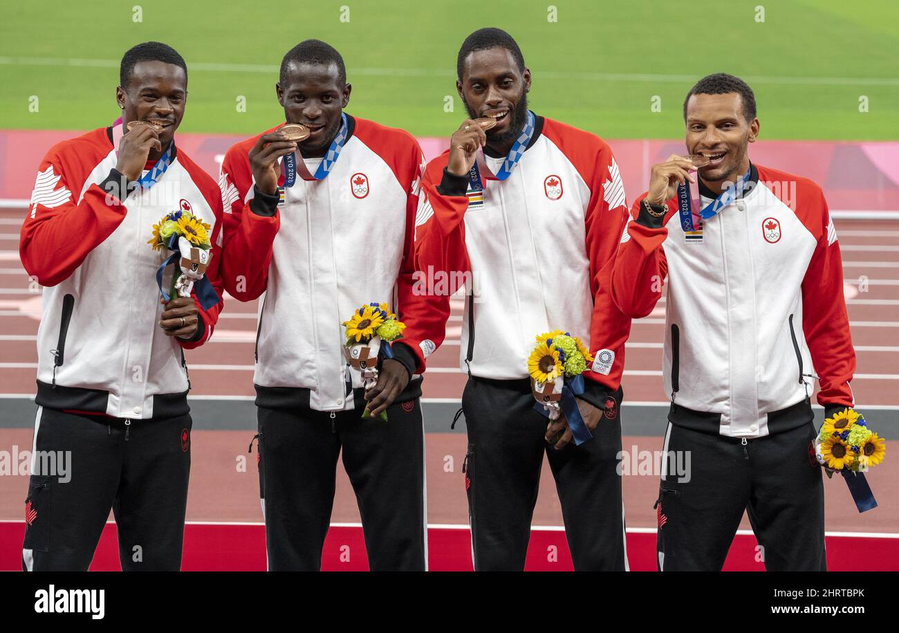 Canadaâ€™s (left to right) Aaron Brown, Jerome Blake, Brendon Rodney ...