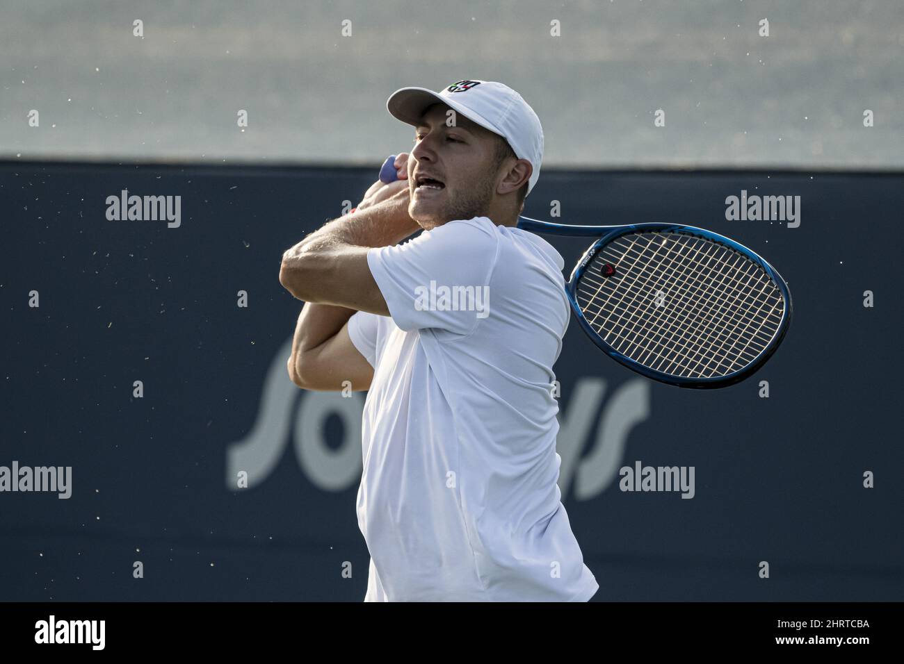 Canadaâ€™s Brayden Schnur returns a ball from South Africaâ€™s Lloyd ...