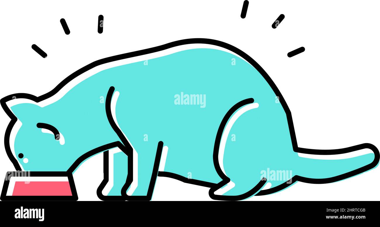 cat eating food color icon vector illustration Stock Vector Image & Art ...