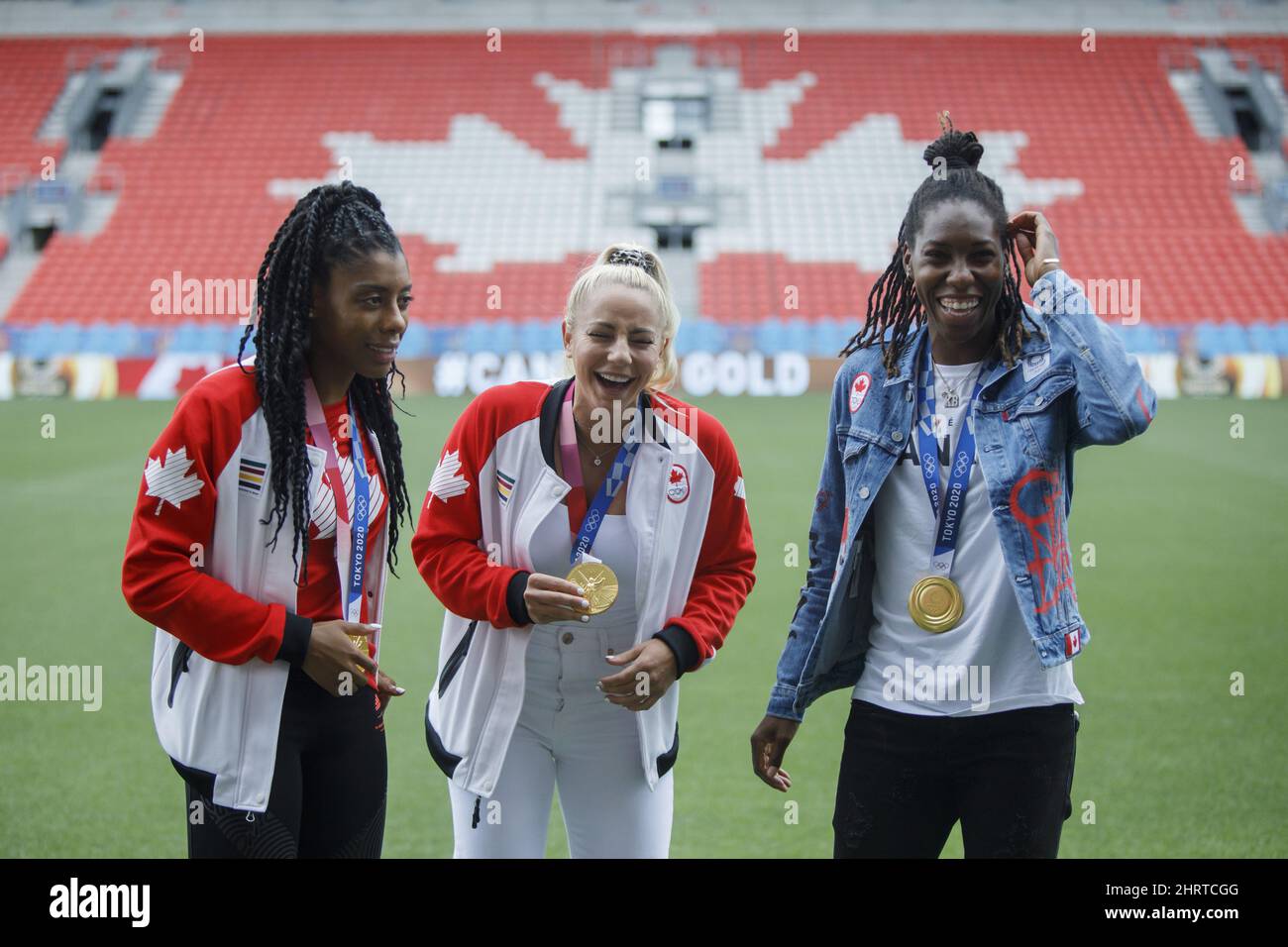 From left, Canadian women's soccer players Ashley Lawrence, Adriana ...