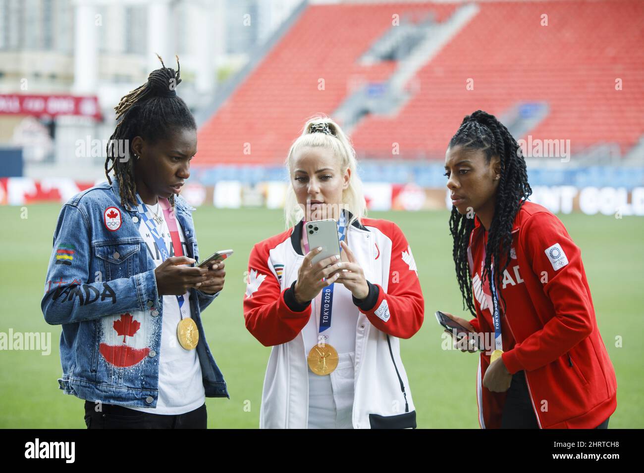 From left, Canadian women's soccer players Kadeisha Buchanan, Adriana ...