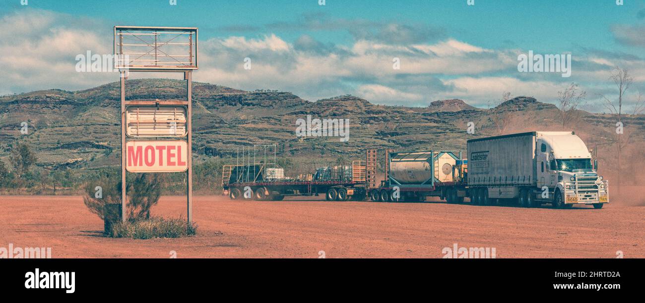Road train in a remote roadside truck stop Stock Photo - Alamy