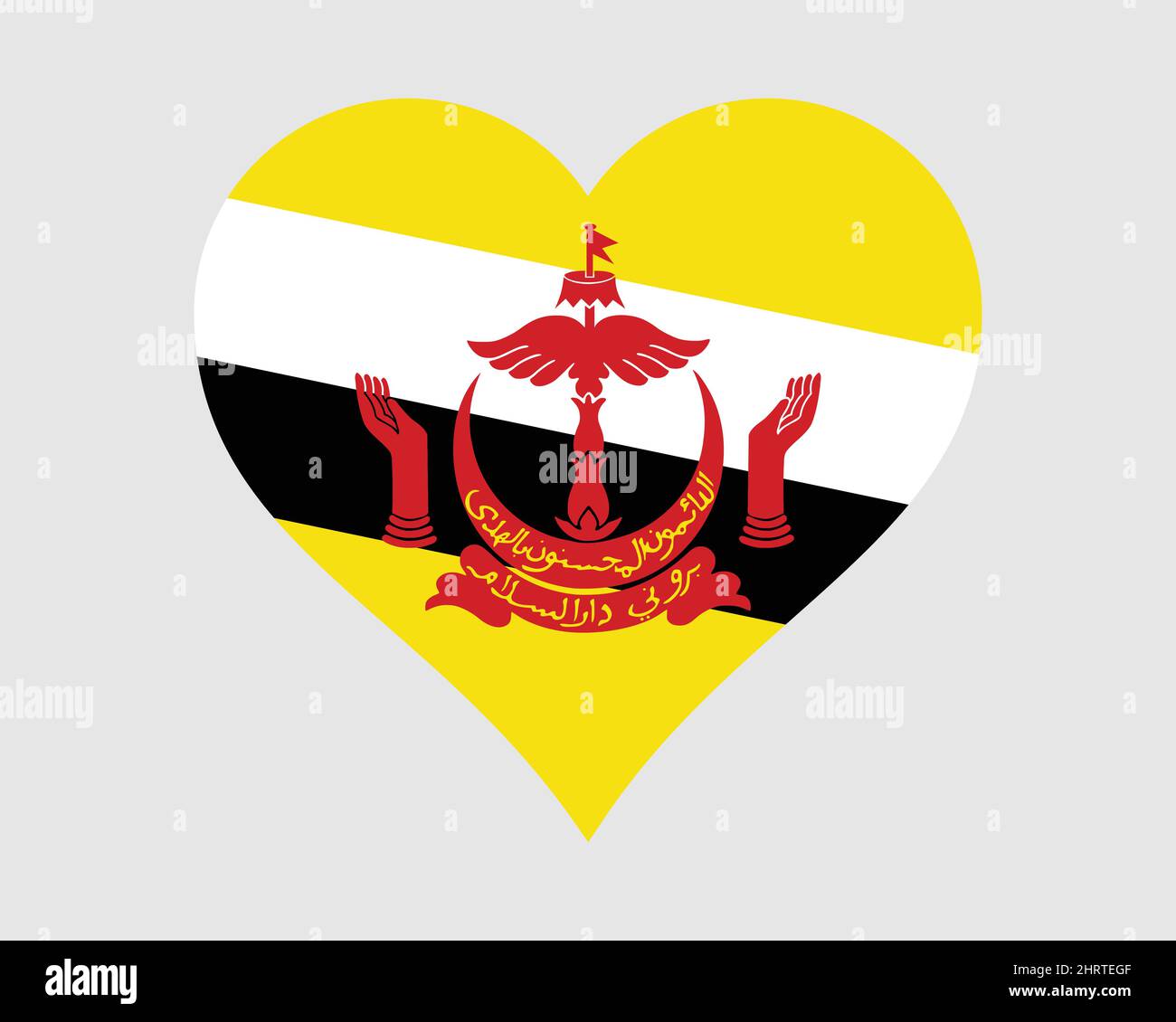 Brunei Heart Flag. Bruneian Love Shape Country Nation National Flag ...