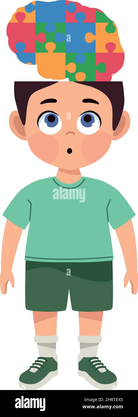 autistic boy with brain puzzle Stock Vector Image & Art - Alamy