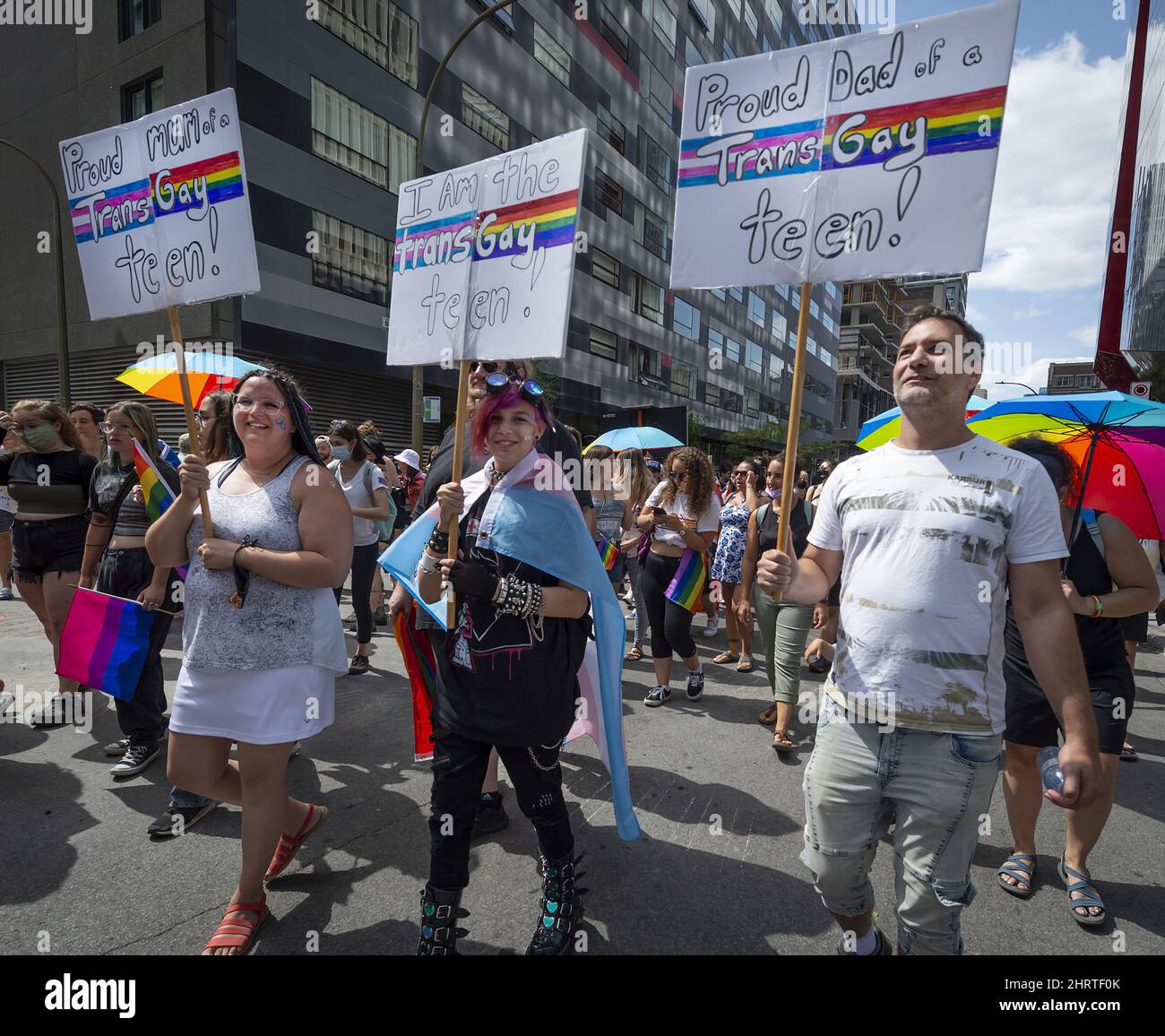 Sylvie Bertrand, left, and Jocelyn Laframbois, right, proudly walk with ...