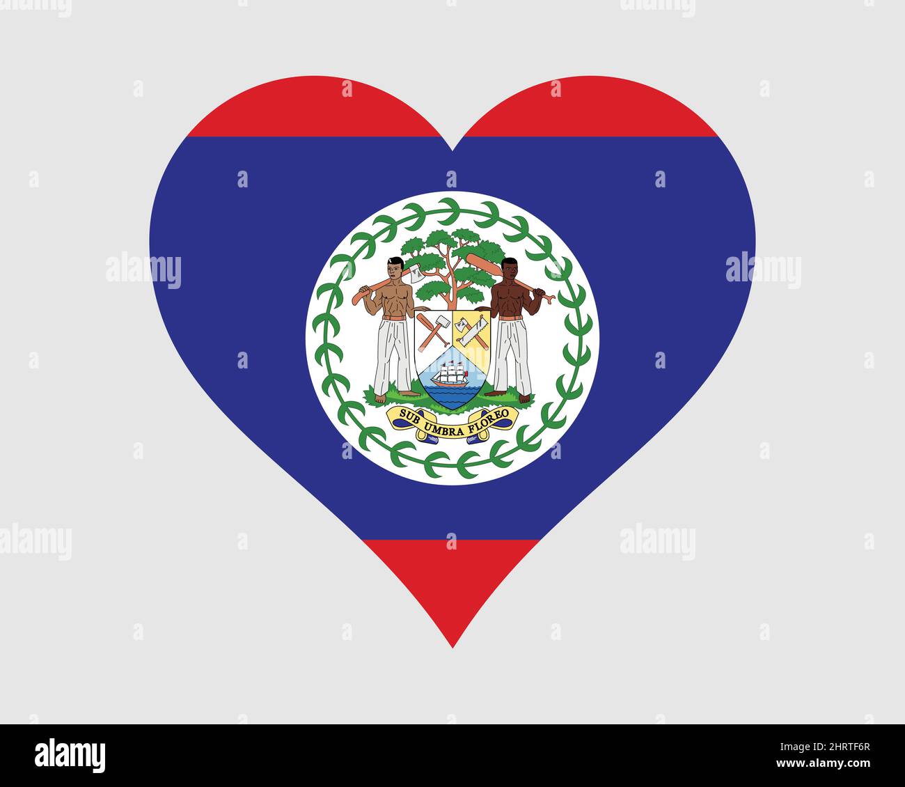 Belize Heart Flag. Belizean Love Shape Country Nation National Flag. B ...