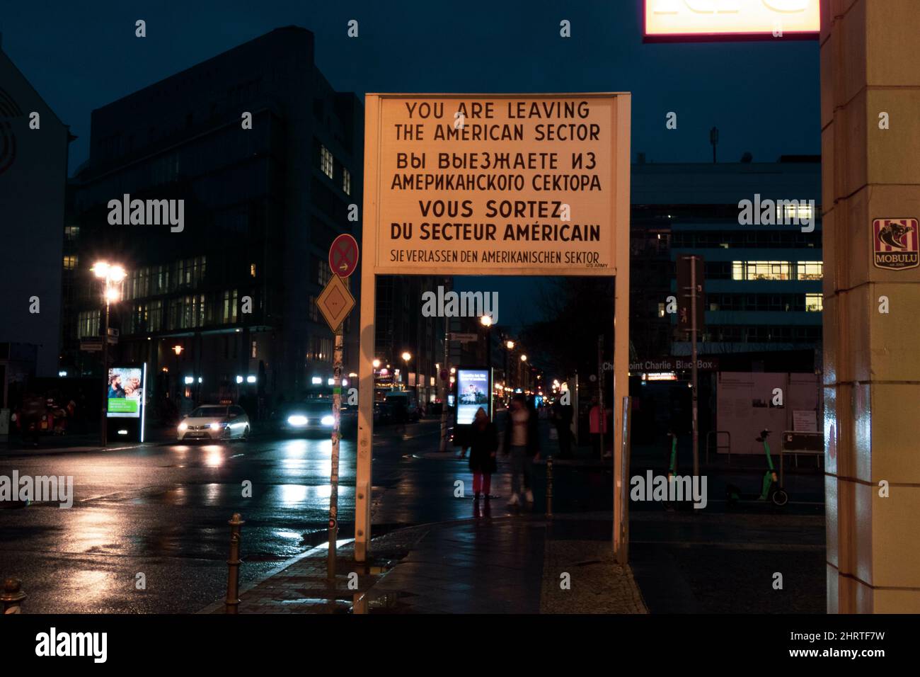 Crossing point sign between East Berlin and West Berlin Stock Photo - Alamy